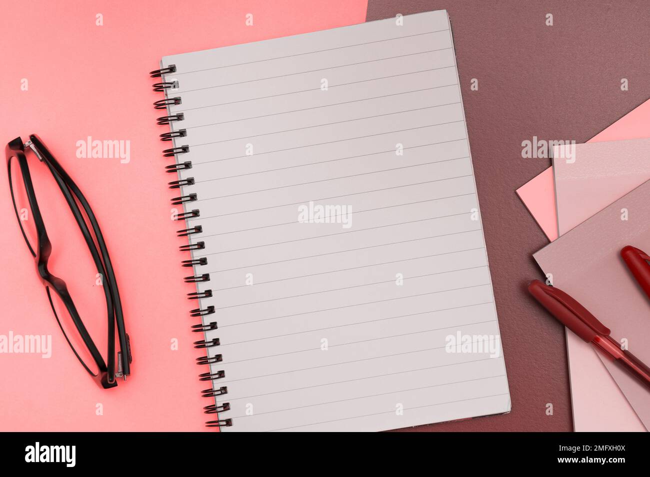 Image with school supplies, colored stickers, notebooks. Pens, pencils ...