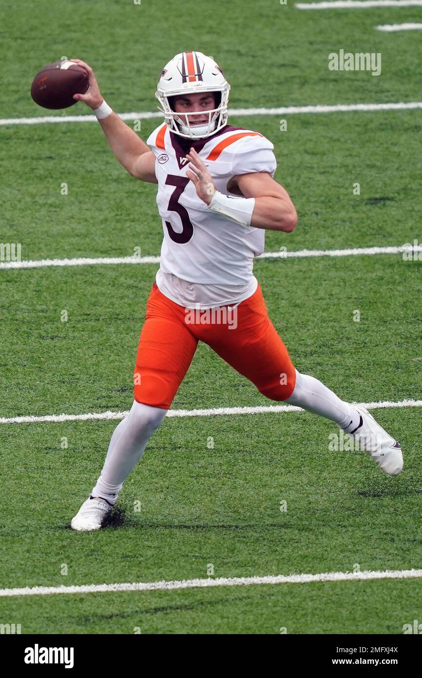 Virginia Tech quarterback Braxton Burmeister (3) looks to pass against ...