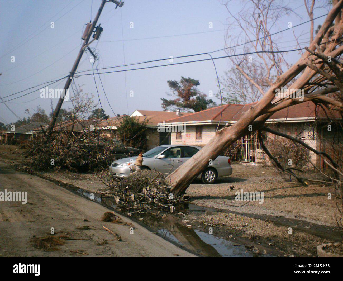 Aftermath - Miscellaneous - 26-HK-48-121. uprooted tree and damaged ...