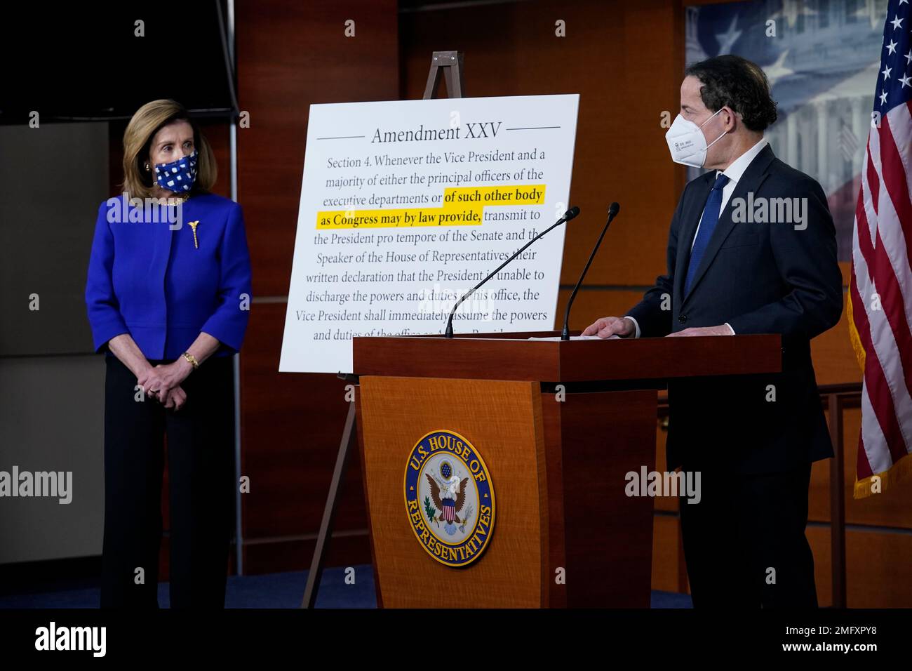 Speaker of the House Nancy Pelosi, D-Calif., listens as Rep. Jamie ...