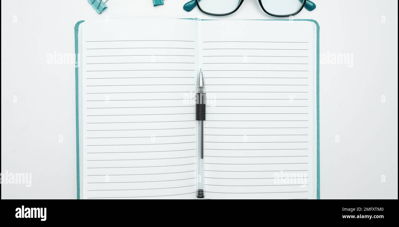 Office Supplies Over Desk With Keyboard And Glasses And Coffee Cup For ...