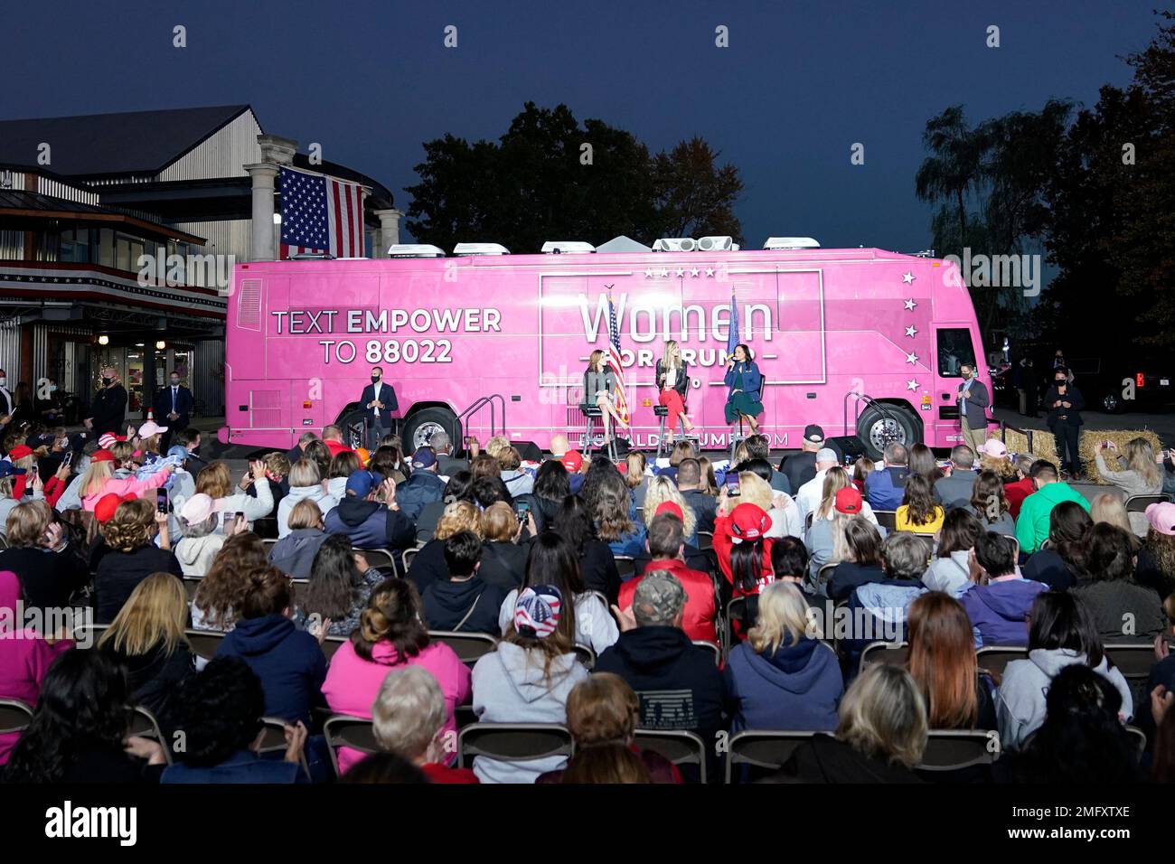 Lara Trump, center, Katrina Pierson, right, and Mercedes Schlapp, left ...