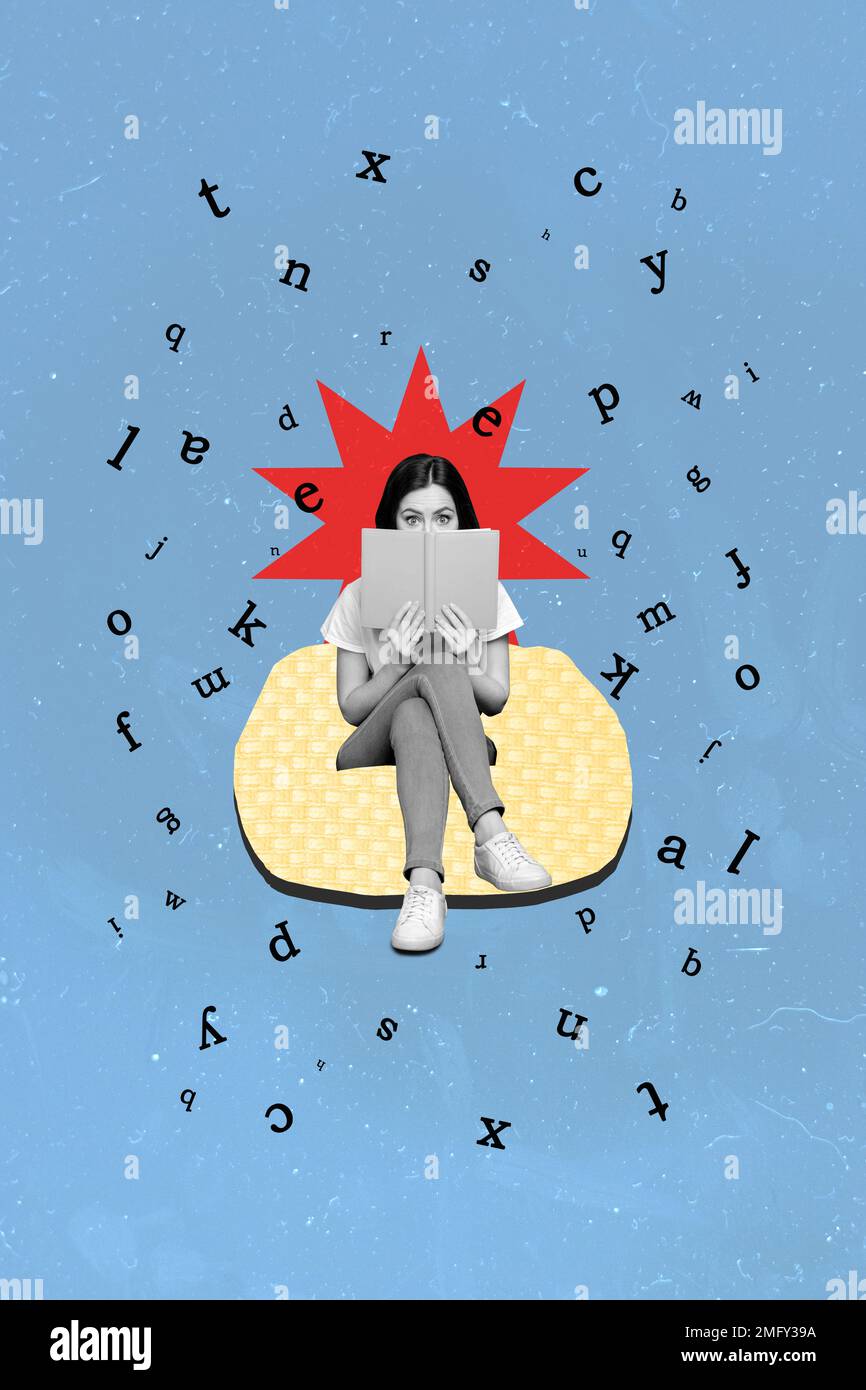 Creative photo 3d collage artwork poster picture of smart clever lady ...