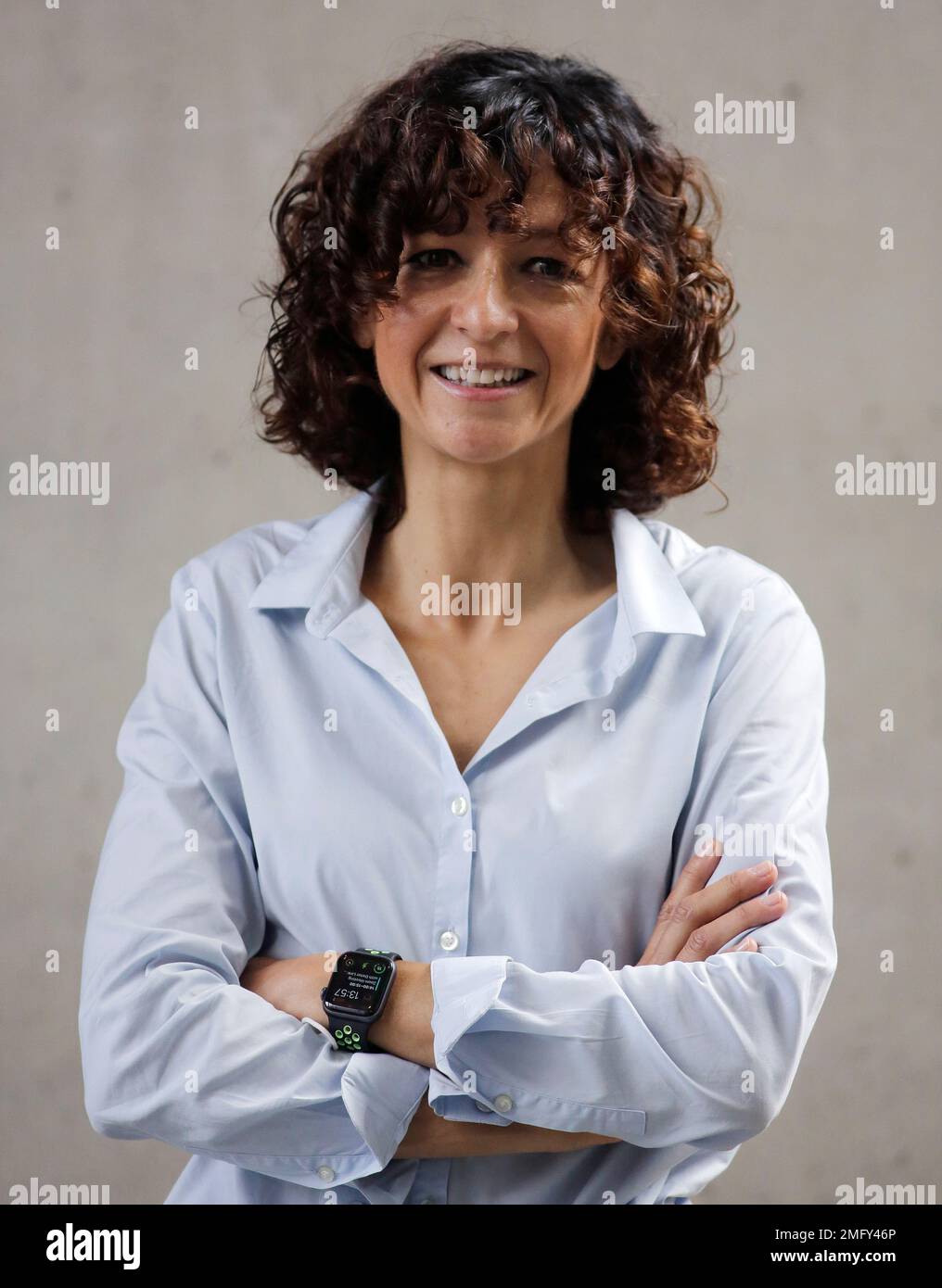 French microbiologist Emmanuelle Charpentier poses for photos in Berlin ...