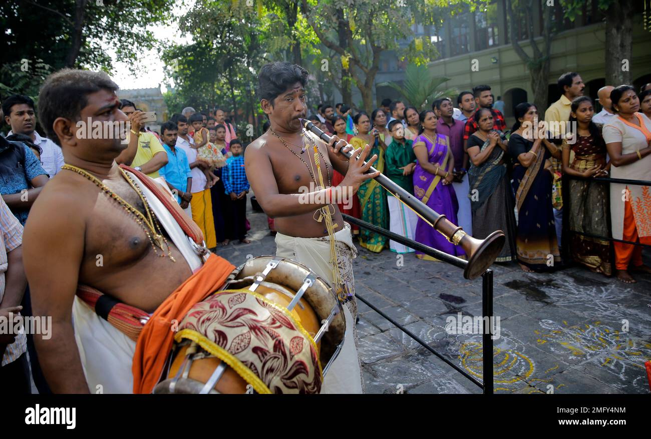 FILE- In this Jan. 15, 2019 file photo, Sri Lankan ethnic Tamil Hindu ...