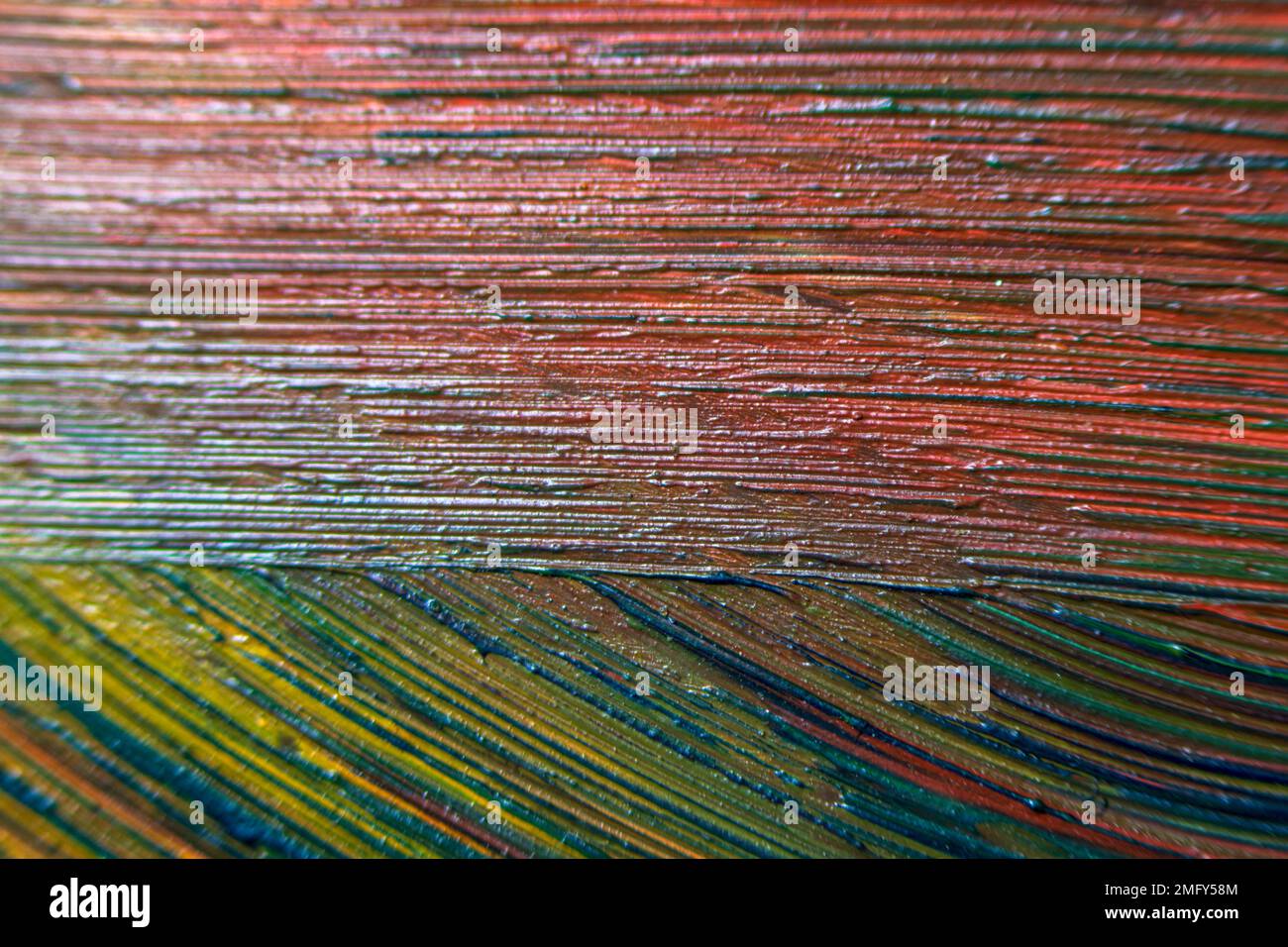 Selective focus of paint strokes. Abstract colorful background. Close ...