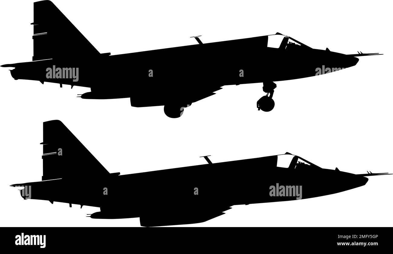 Silhouette military aircraft on a white background Stock Vector Image ...