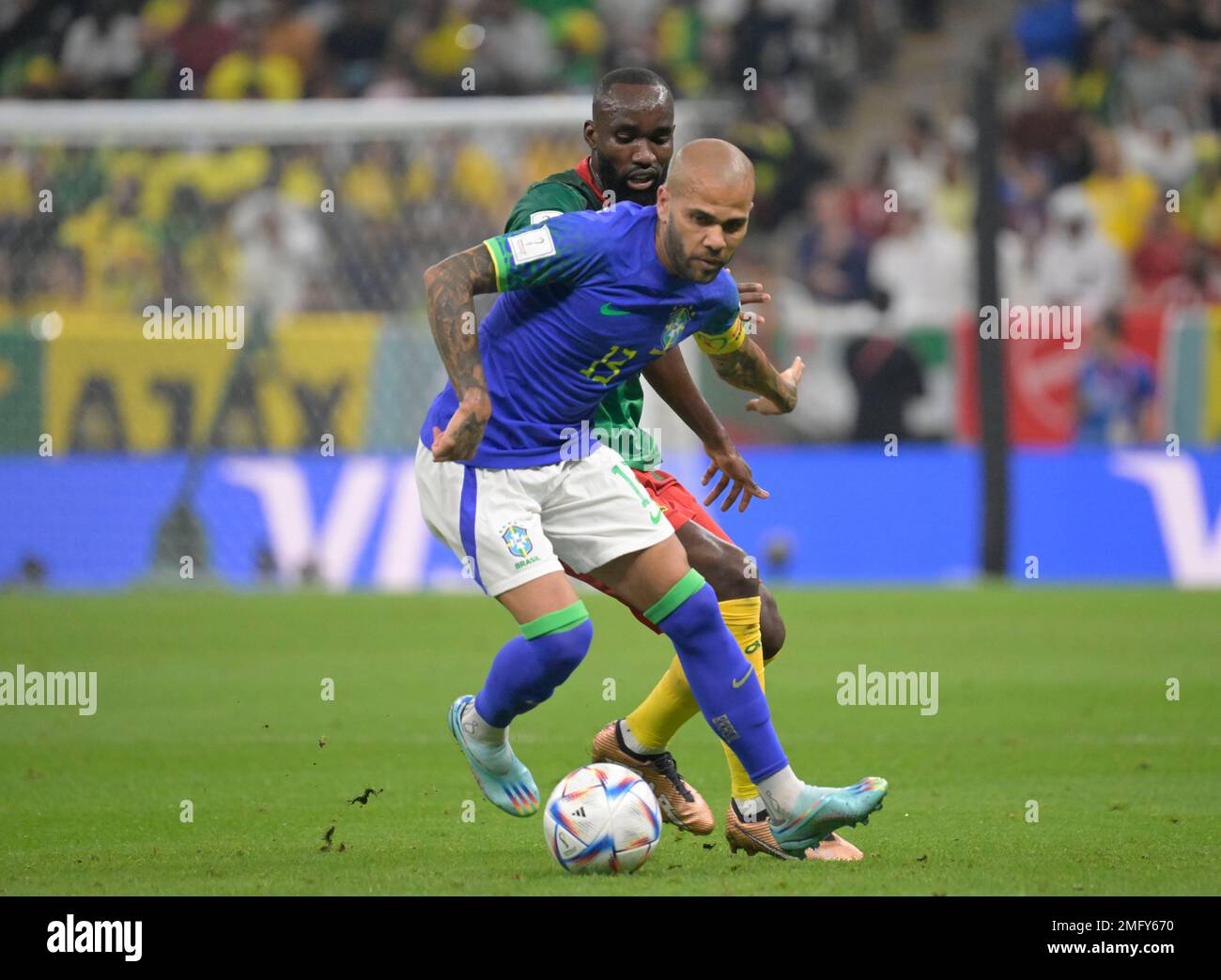 Daniel Alves football player, with the shirt of the Brazilian national ...