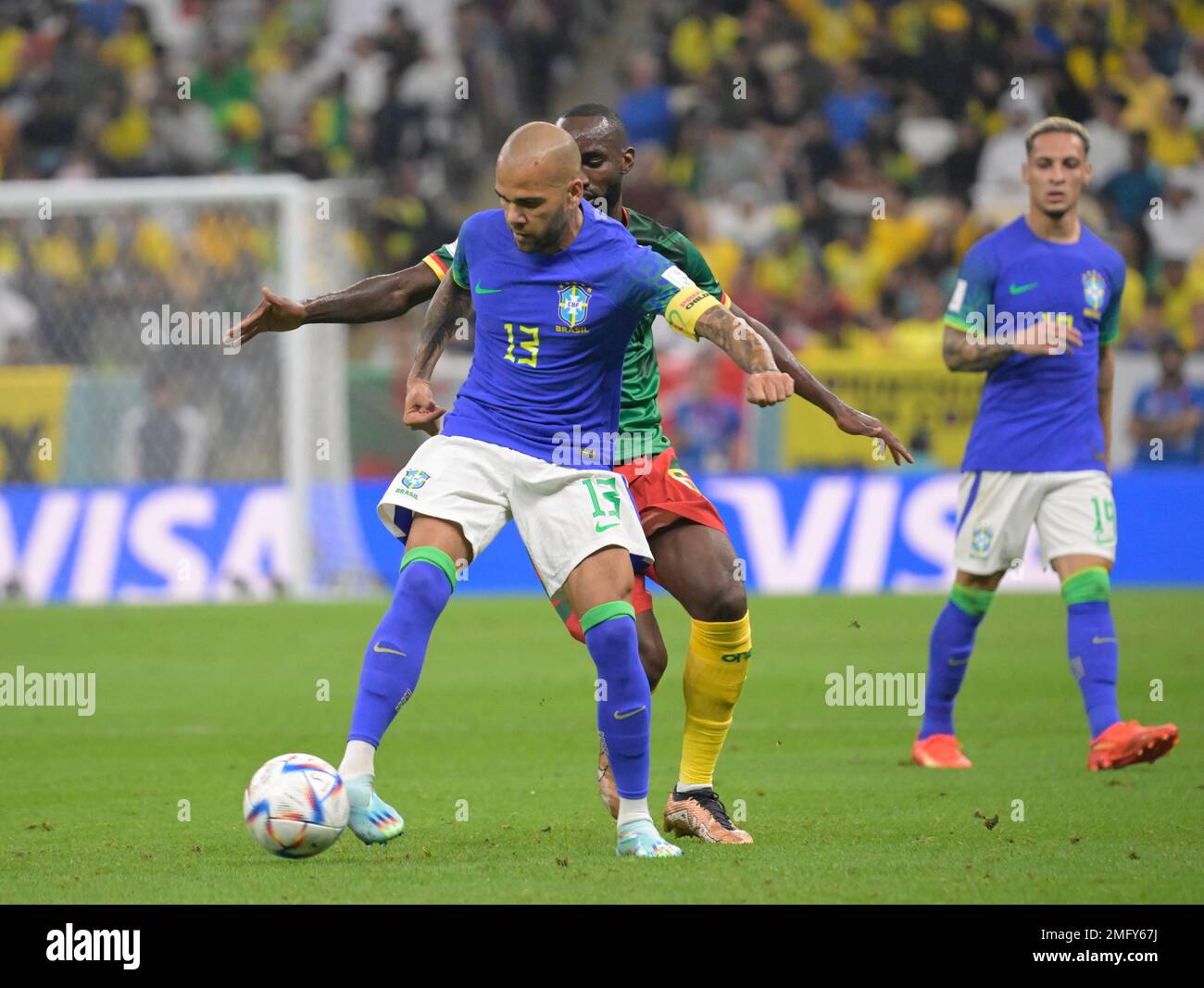 Daniel Alves football player, with the shirt of the Brazilian national ...