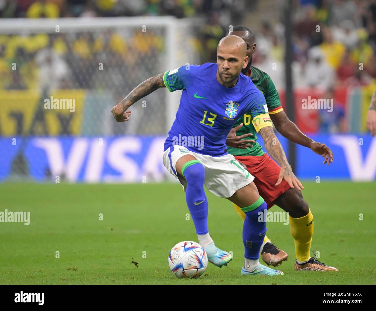 Daniel Alves football player, with the shirt of the Brazilian national ...