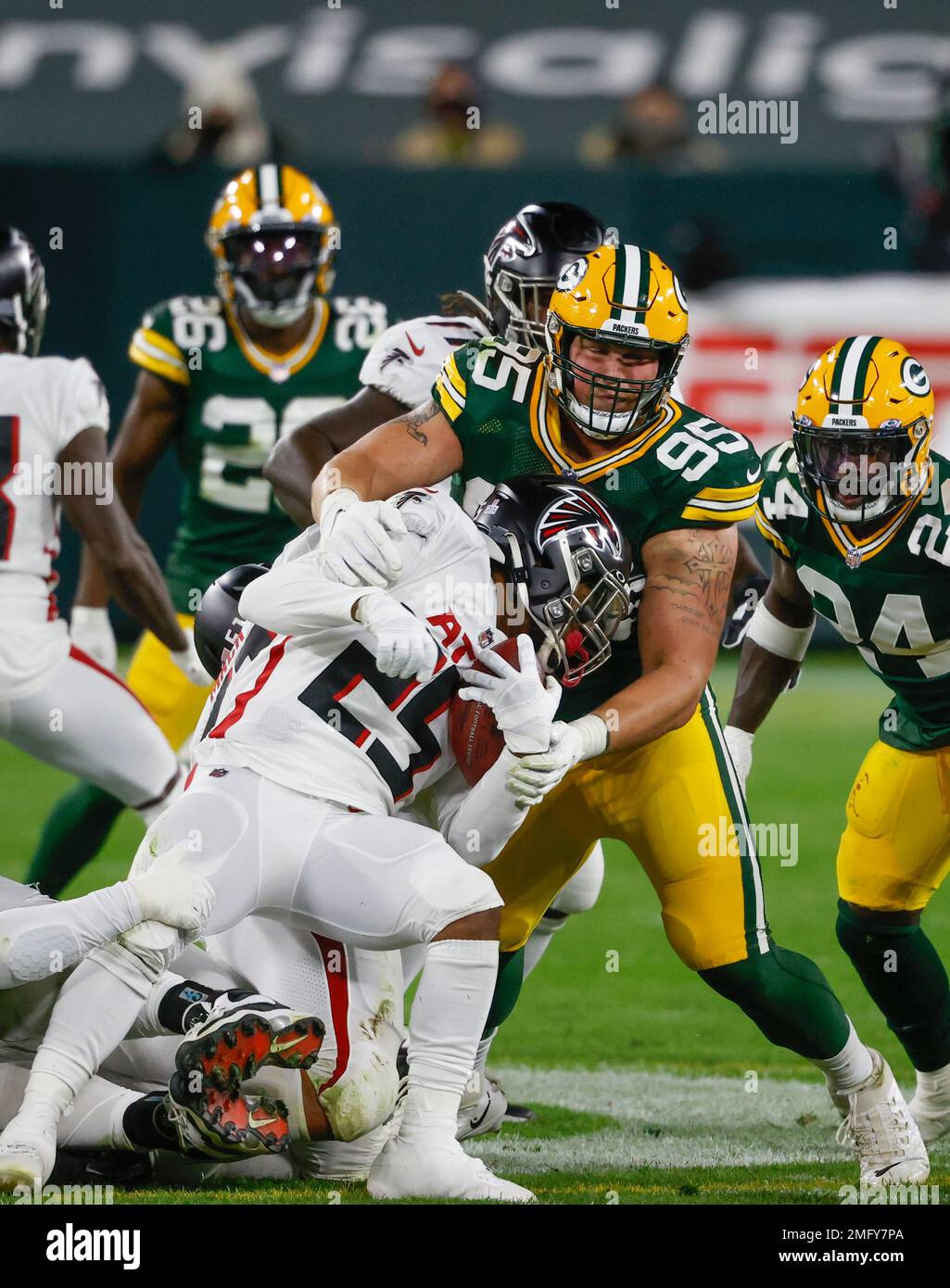 Green Bay Packers defensive tackle Tyler Lancaster (95) in action ...