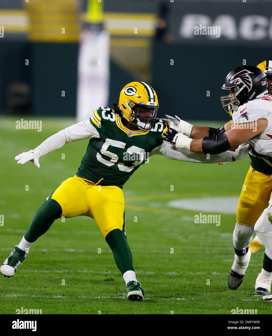 Green Bay Packers linebacker Jonathan Garvin (53) in action during an ...