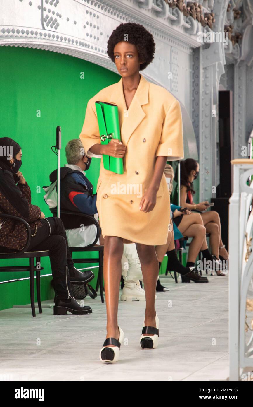 A model wears a creation for the Louis Vuitton Spring-Summer 2021 ...