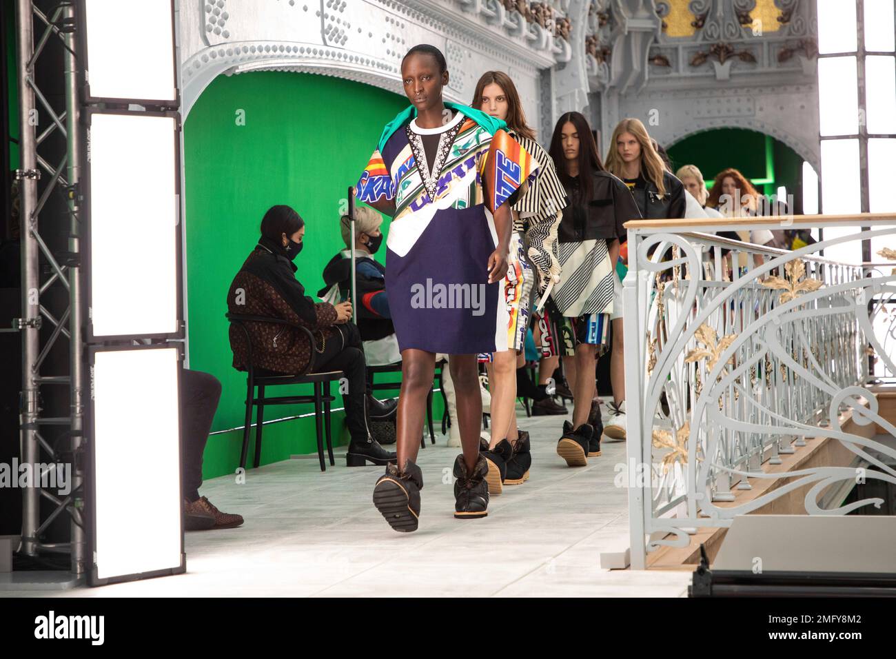Models wear creations for the Louis Vuitton Spring-Summer 2021 fashion ...