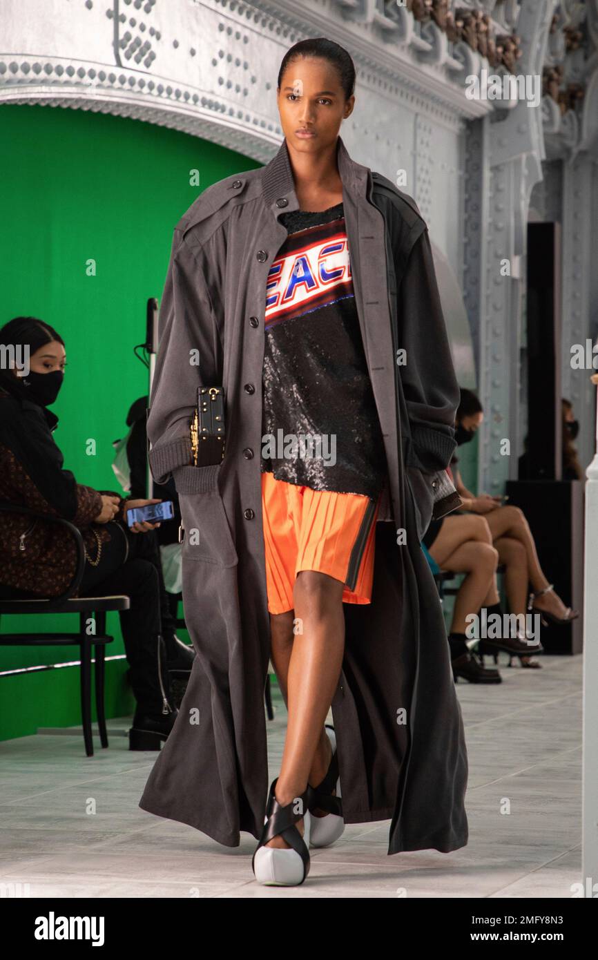 A model wears a creation for the Louis Vuitton Spring-Summer 2021 ...