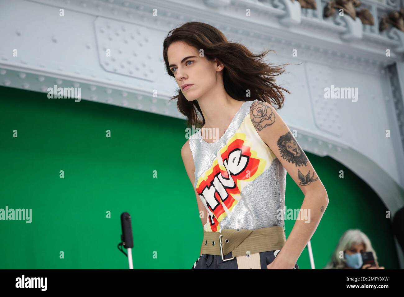 A model wears a creation for the Louis Vuitton Spring-Summer 2021 ...