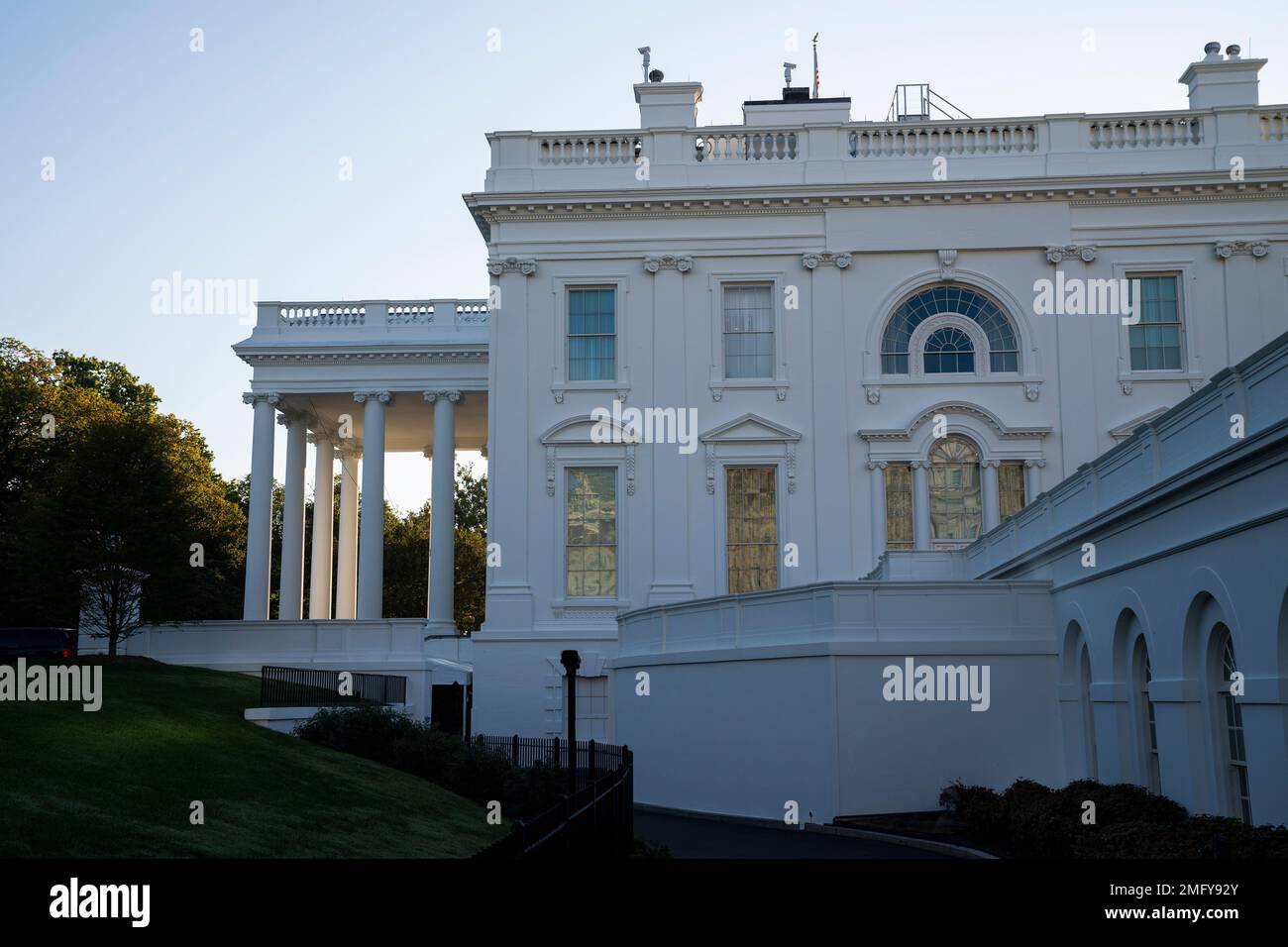 A view of the White House the morning after President Donald Trump ...