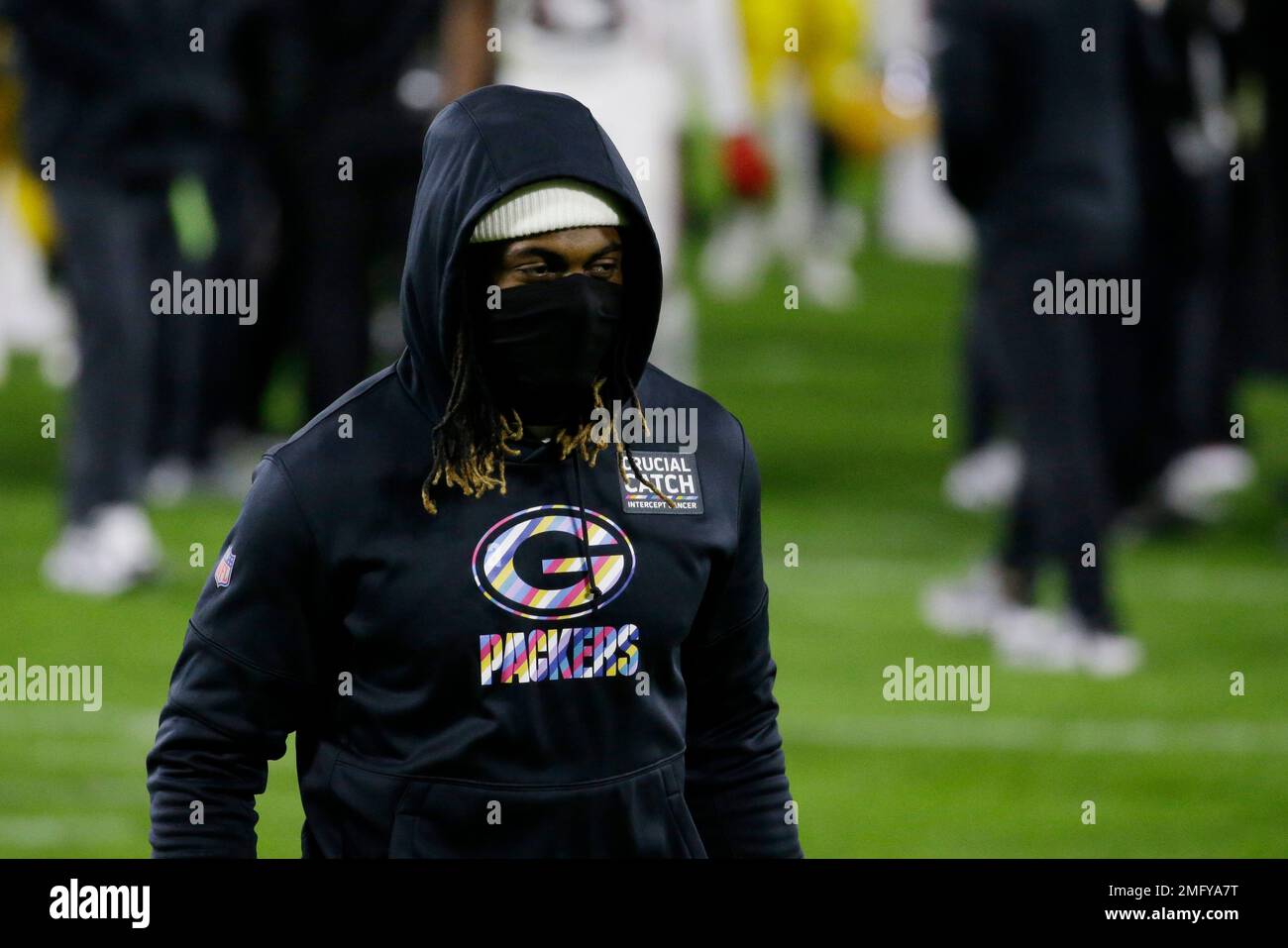 Green Bay Packers' Davante Adams wears a Crucial Catch pullover ...