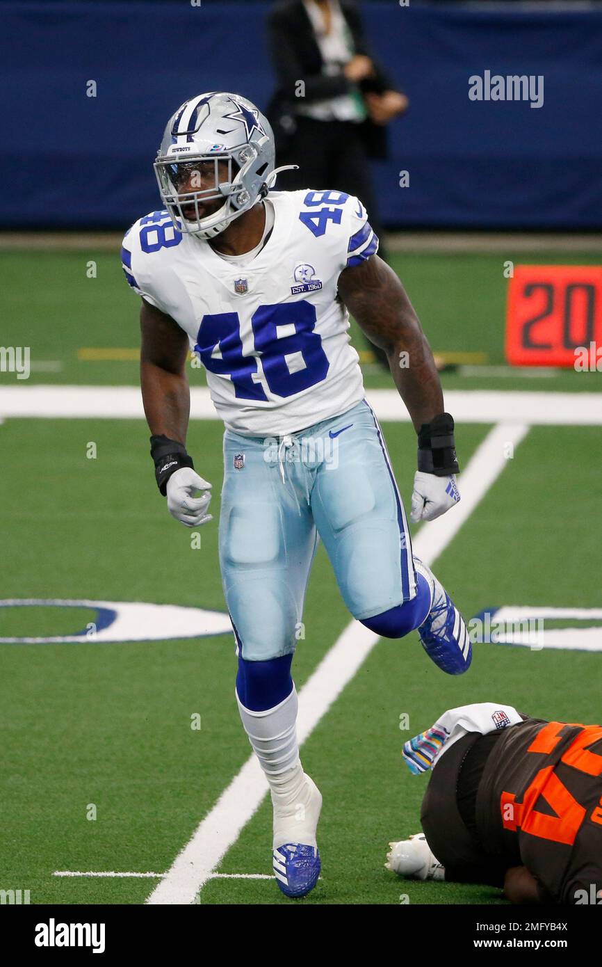 Dallas Cowboys linebacker Joe Thomas (48) reacts after a tackle of ...
