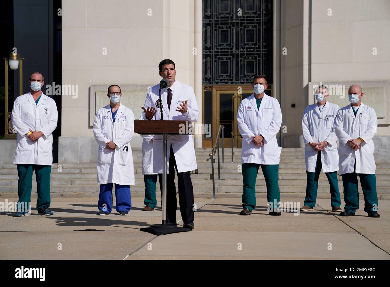 Dr. Sean Conley, physician to President Donald Trump, talks with ...