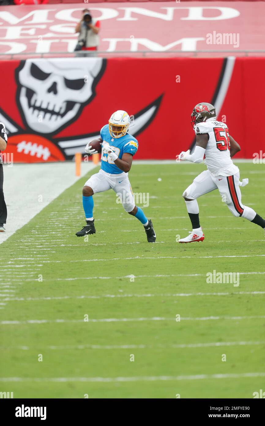 Los Angeles Chargers running back Justin Jackson (22) runs the ball for ...