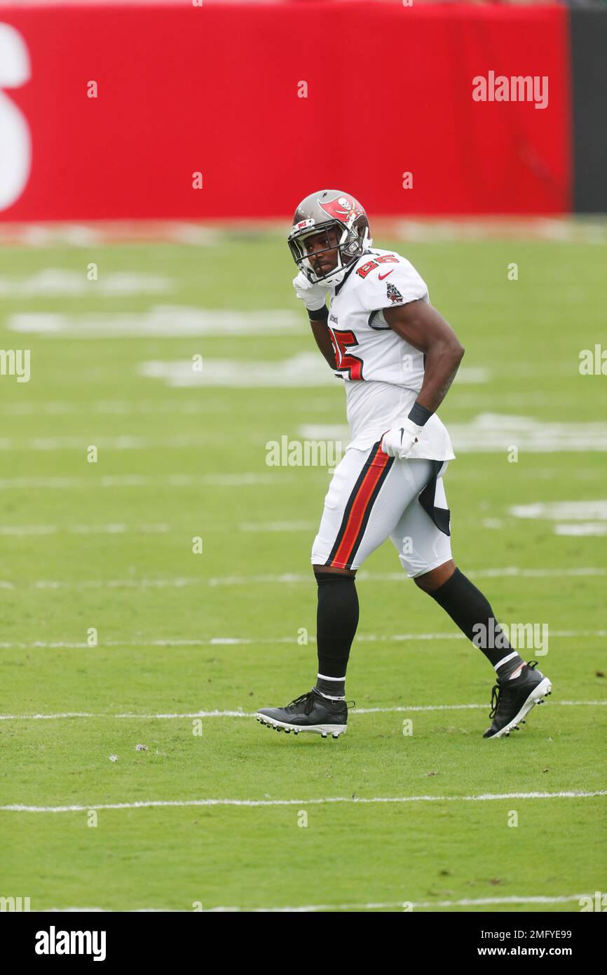 Tampa Bay Buccaneers running back LeSean McCoy (25) leaves the game ...