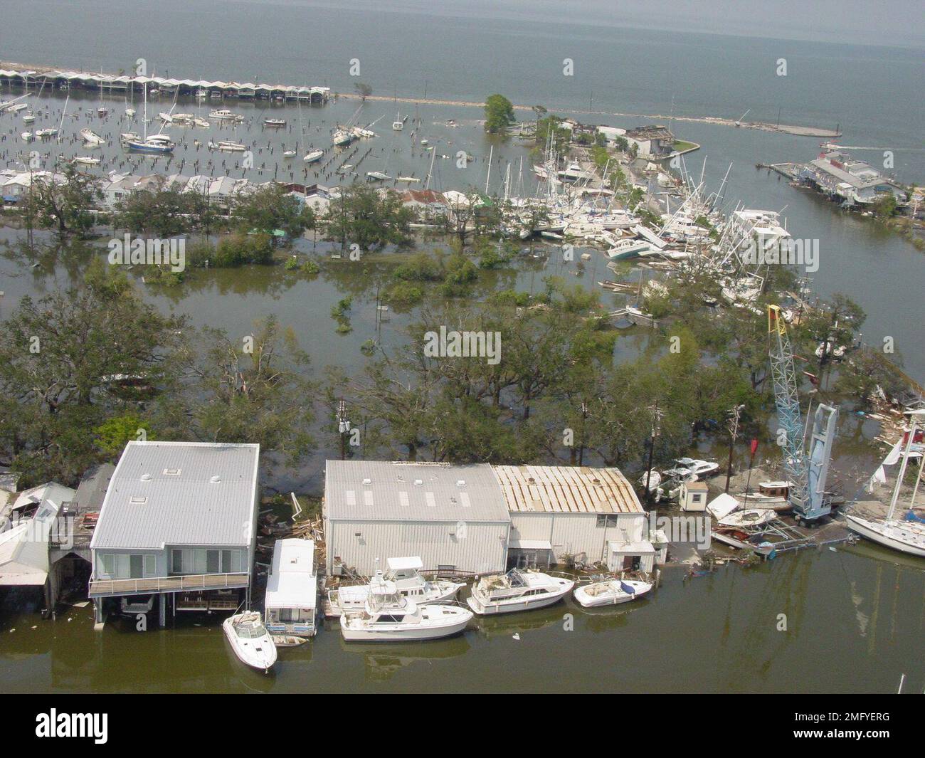 Aftermath - Aerial - 26-HK-330-17. Bucktown Marina. Hurricane Katrina Stock Photo - Alamy