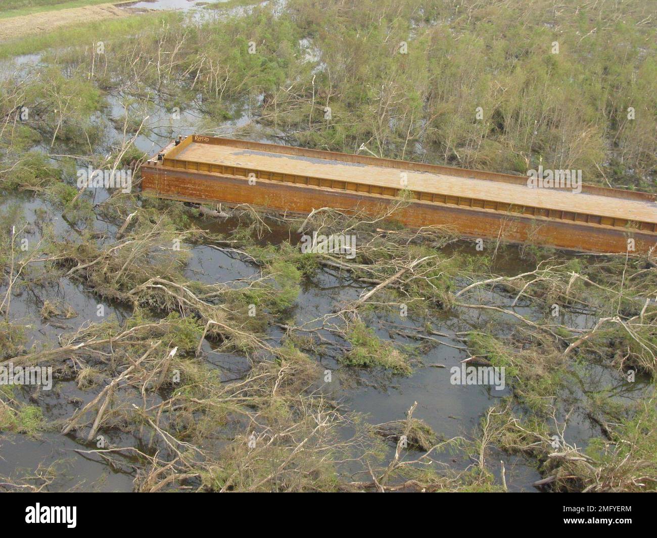 Aftermath - Aerial - 26-HK-330-60. MRGO Barge over levee. Hurricane ...