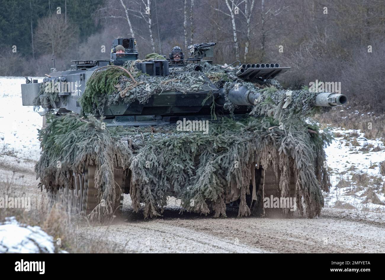 Leopard II tanks in Grafenwoehr training area participating in a joint ...