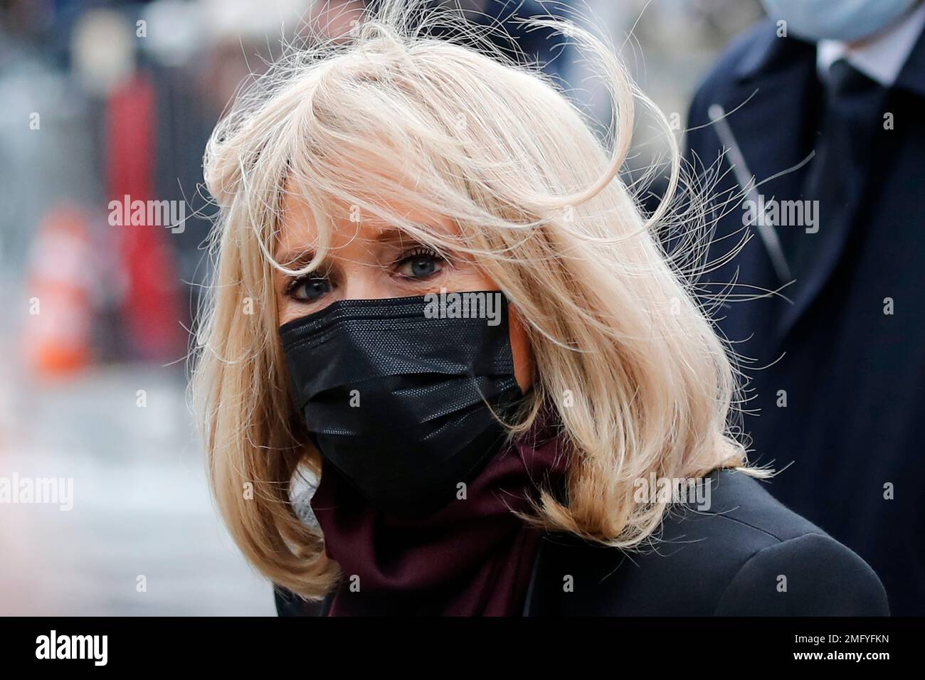 French First Lady Brigitte Macron arrives for the funeral ceremony of ...
