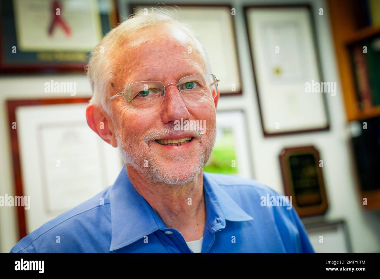 Charles M. Rice, professor of virology at Rockefeller University, poses ...