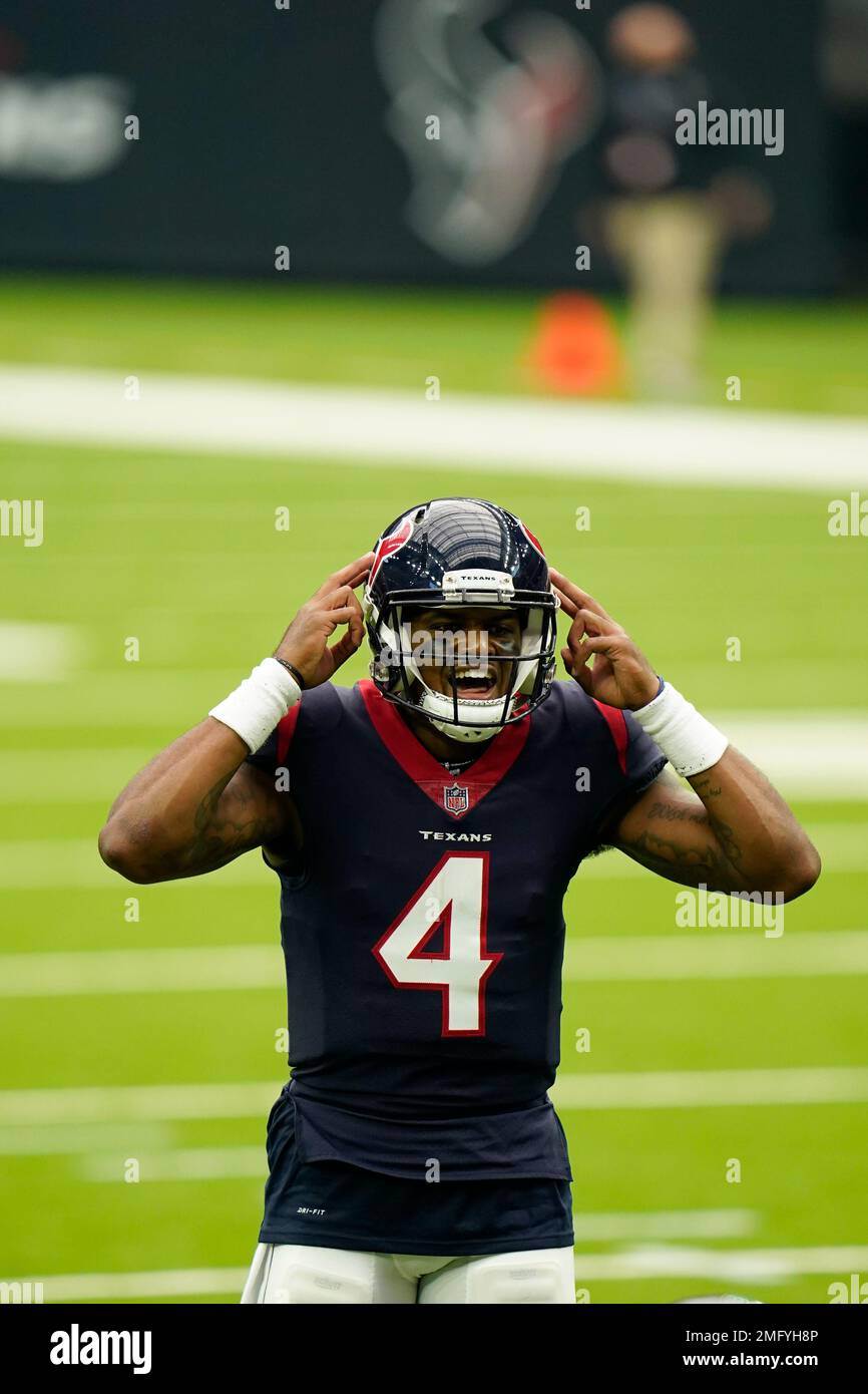 Houston Texans quarterback Deshaun Watson (4) calls signals at the line ...
