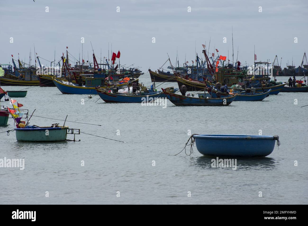 Boats on the China Sea in Fisherman's Village Mui Ne Vietnam Stock ...