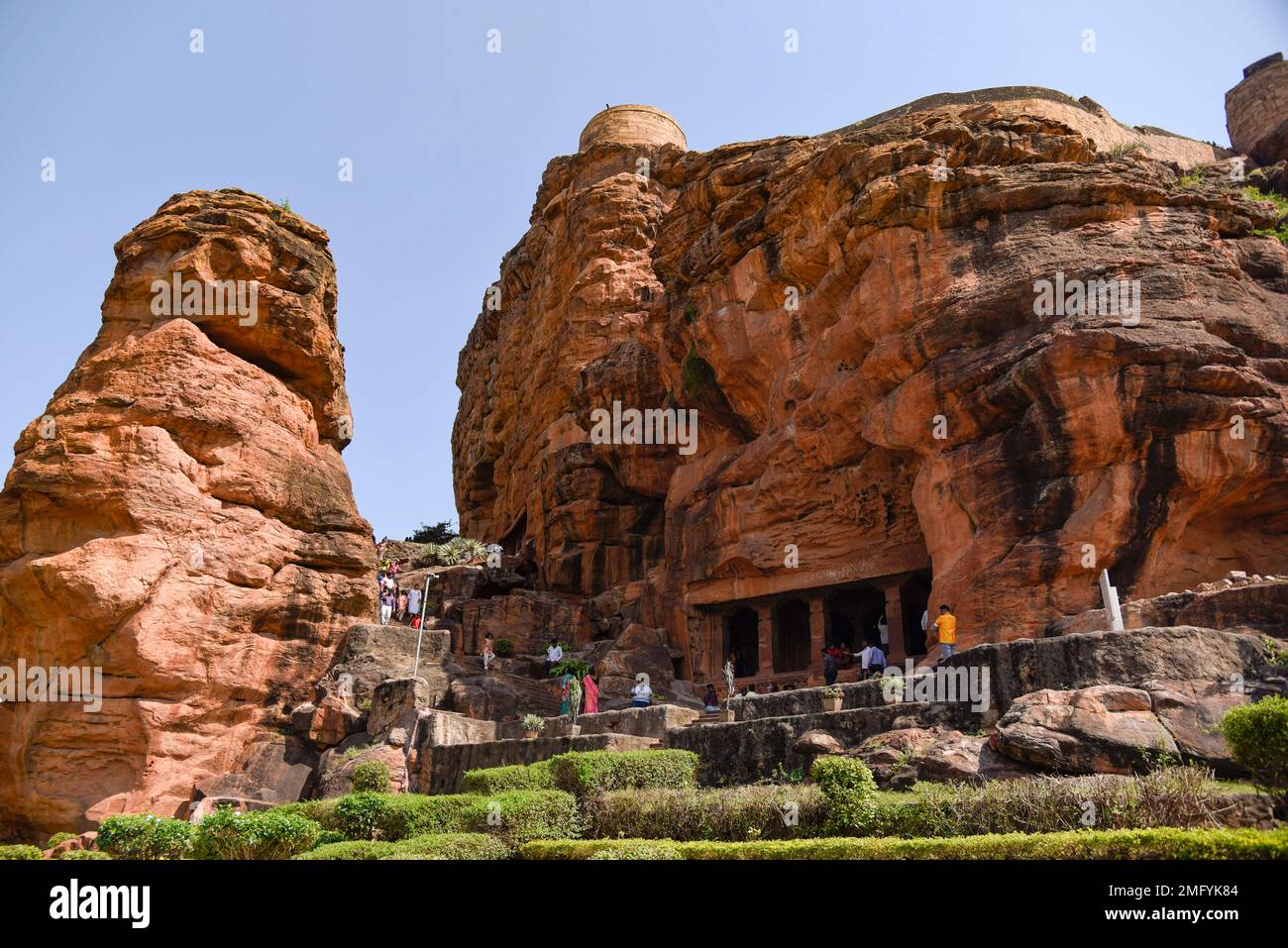 Badami, Karnataka, India - Oct 26 2022: Badami cave temples in ...
