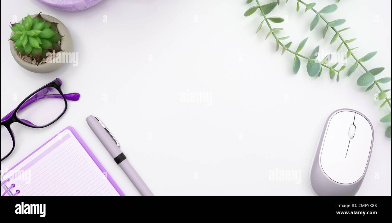 Office Supplies Over Desk With Keyboard And Glasses And Coffee Cup For ...