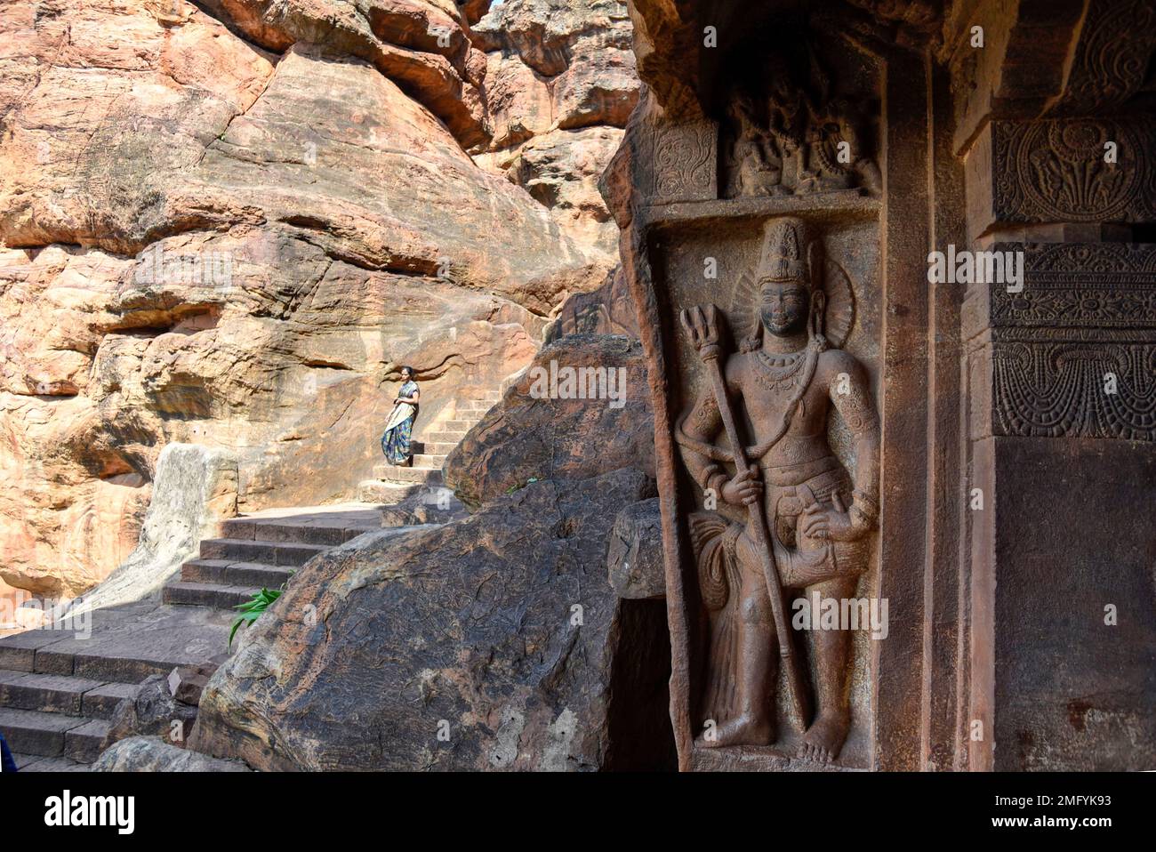 Badami, Karnataka, India - Oct 26 2022: Badami cave temples in ...