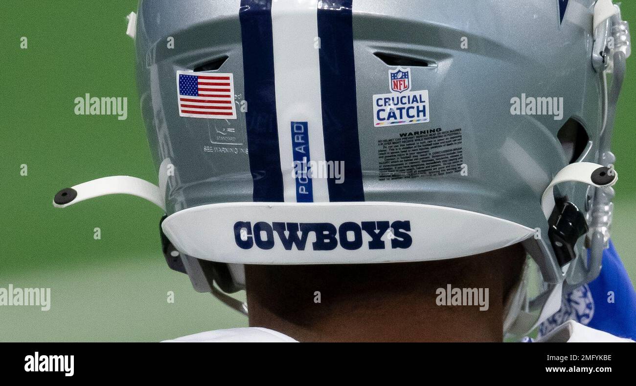 Dallas Cowboys running back Tony Pollard (20) wears a Crucial Catch ...