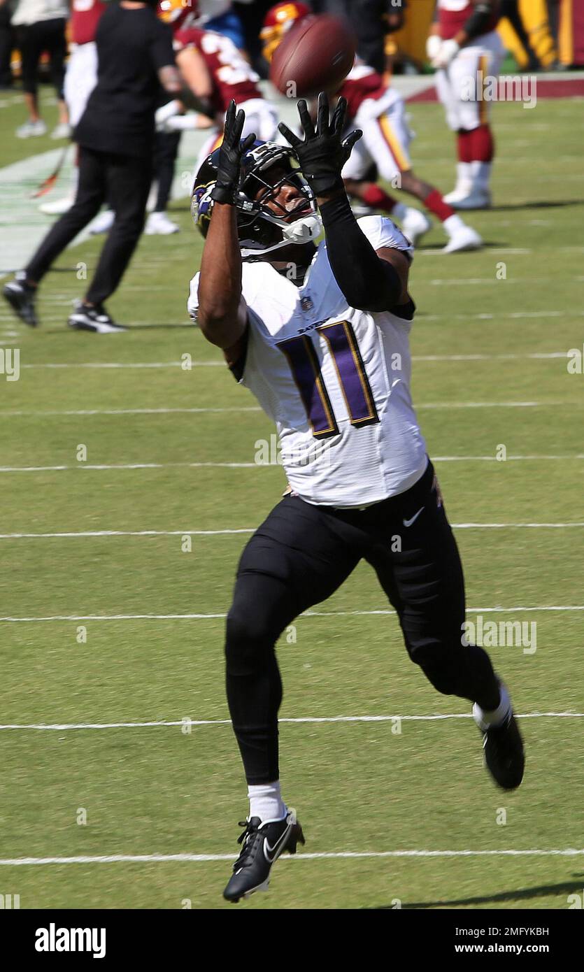 Baltimore Ravens wide receiver James Proche (11) in action before an ...