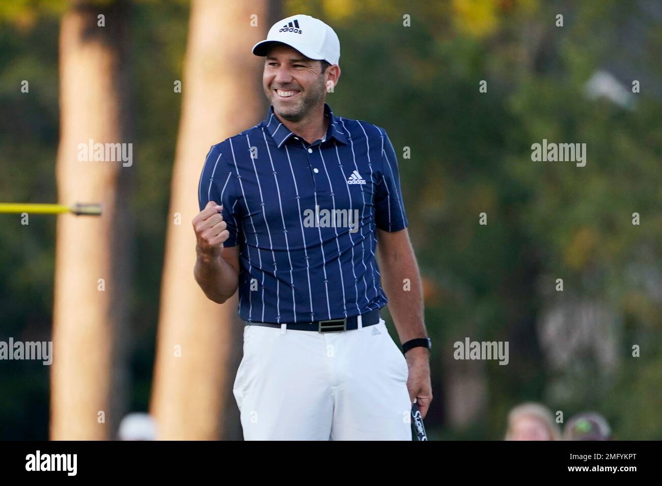Spain's Sergio Garcia clenches his fist after making a birdie on the ...