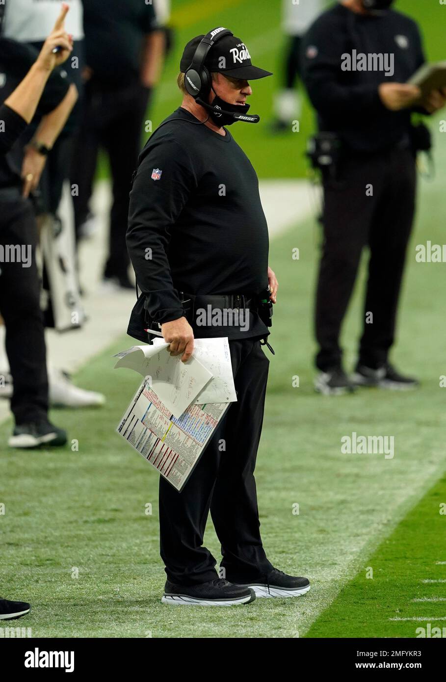 Las Vegas Raiders head coach Jon Gruden is seen on the sidelines ...