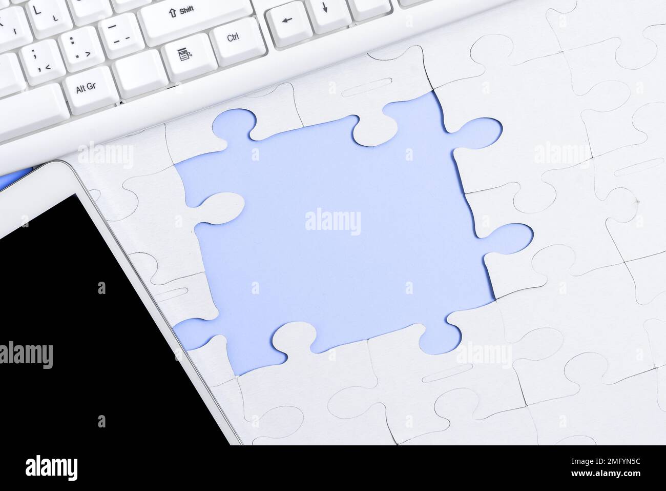 Colored Paper Puzzles Lying On Table. Important Text Written Over Paper ...