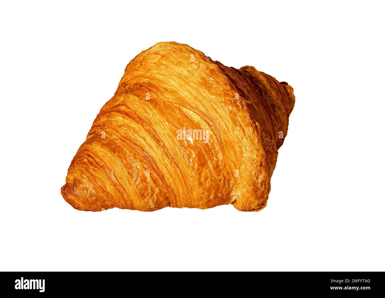 Single croissant isolated on white background. Sweet French bakery ...