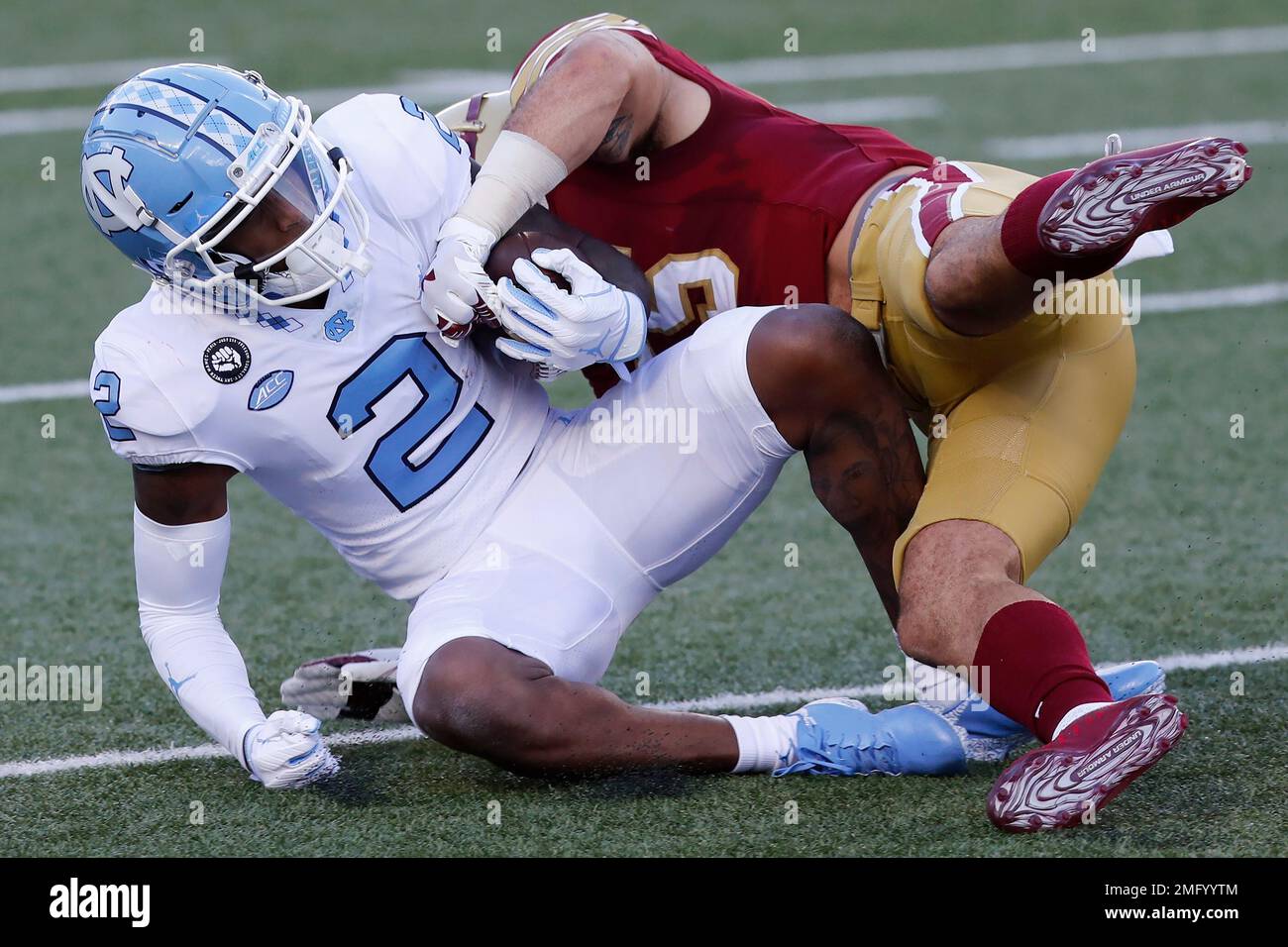Boston College linebacker Isaiah McDuffie tackles North Carolina wide ...