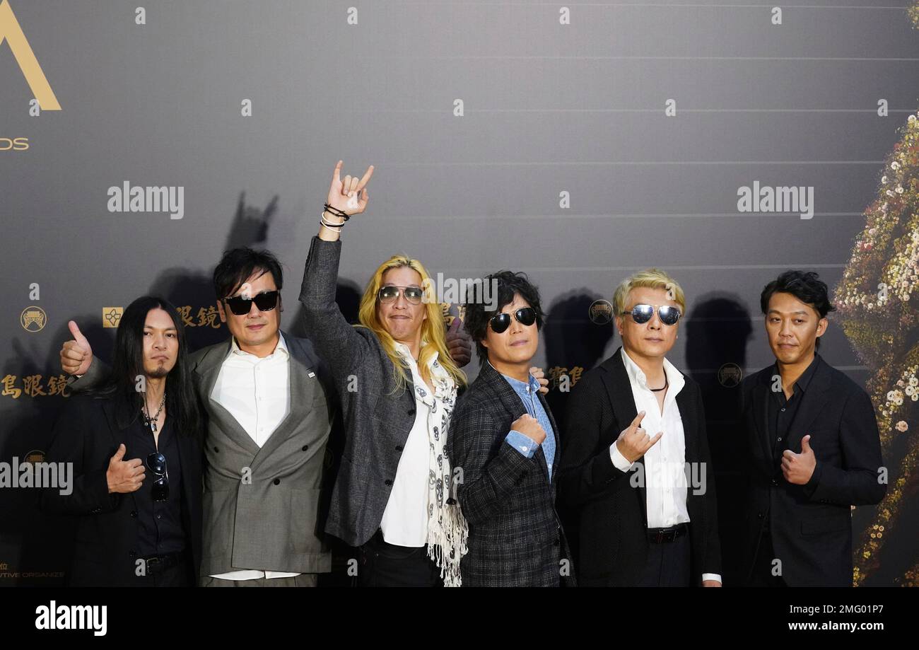 Taiwanese pop group ''The Chairman'' pose as they arrive for the 31th ...