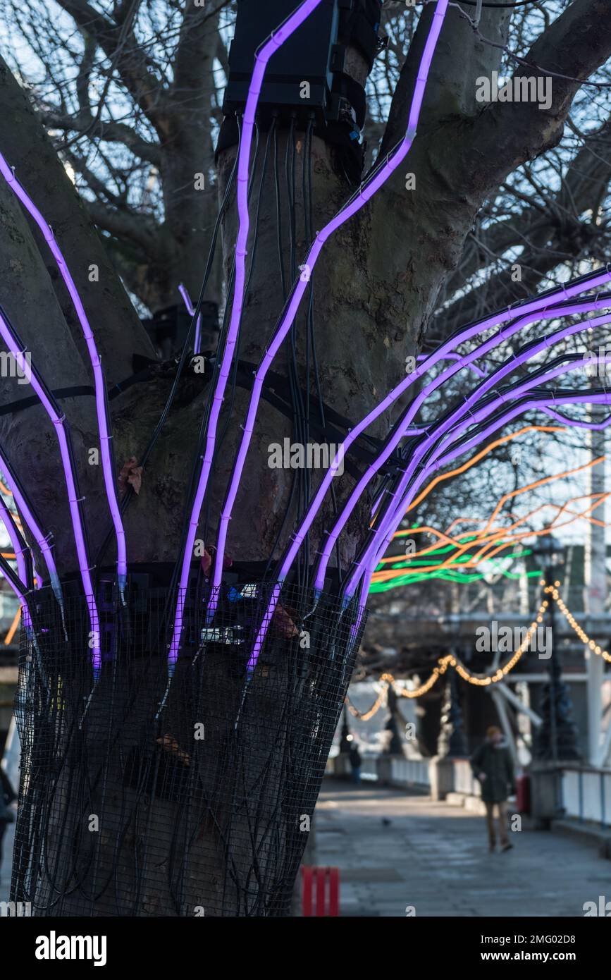 Winter lights LED display on the Southbank, London Stock Photo - Alamy