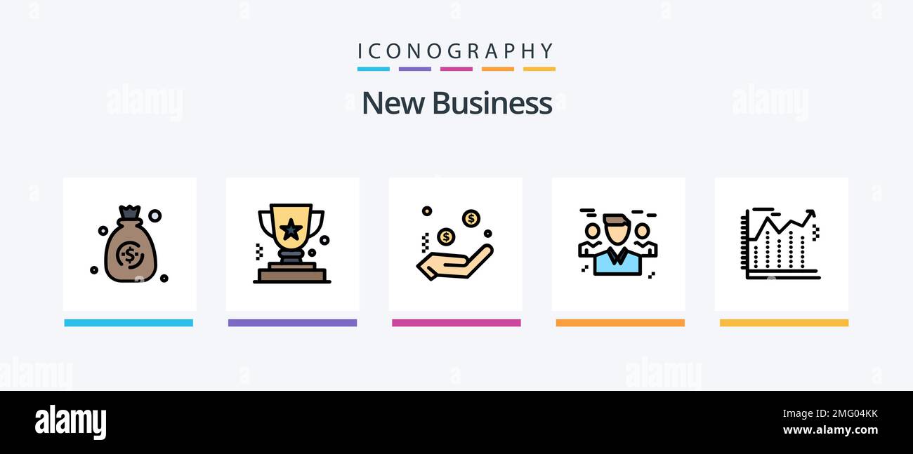 New Business Line Filled 5 Icon Pack Including target. cash . competitive . business .. Creative ...