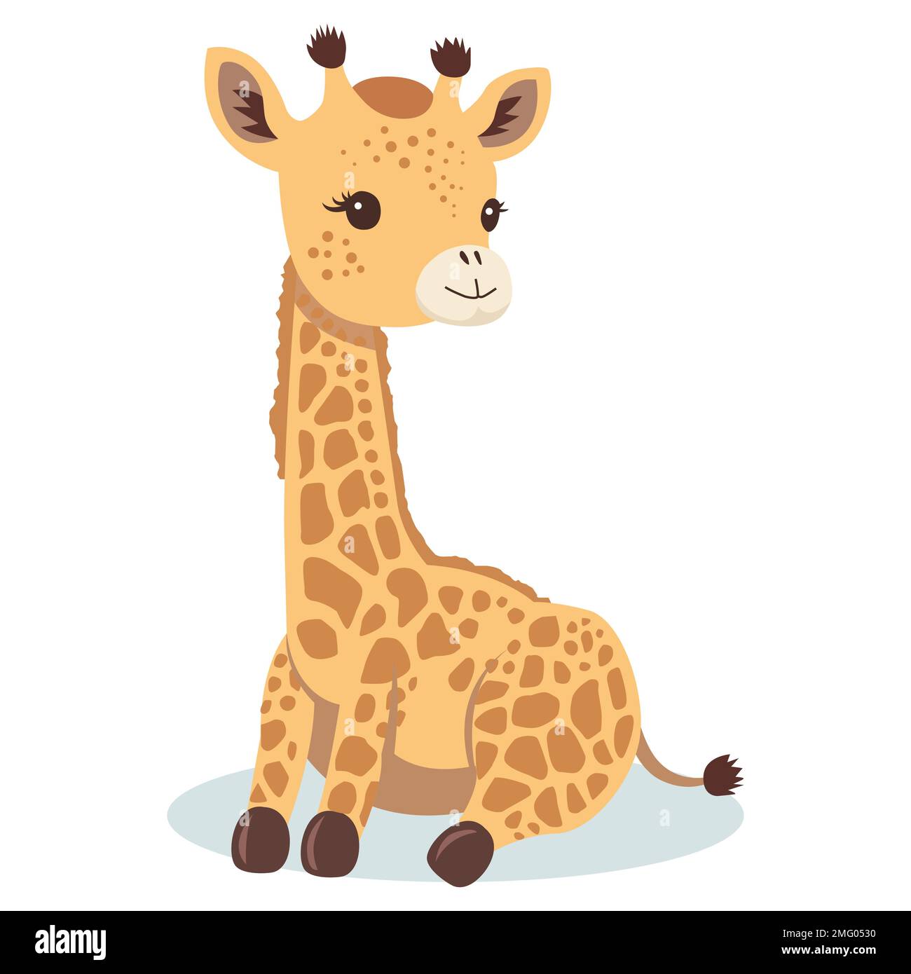 little baby giraffe. cute animal. flat vector illustration Stock Vector ...