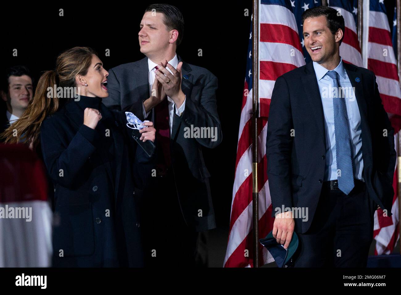 Counselor to the President Hope Hicks cheers as President Donald Trump ...