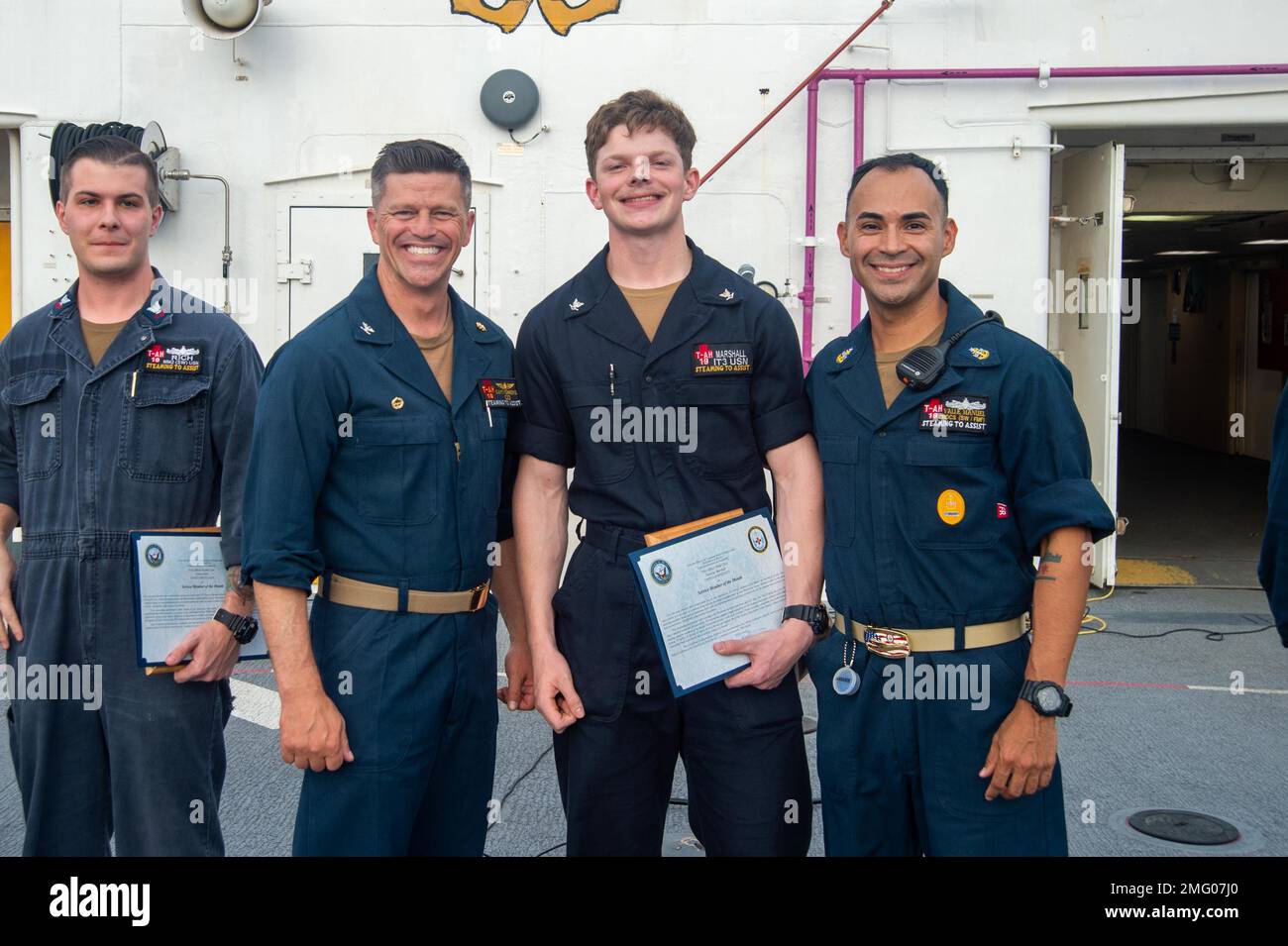 PHILIPPINE SEA (Aug. 20, 2022) – Capt. Jeffrey Feinberg, commanding officer of USNS Mercy (T-AH ...