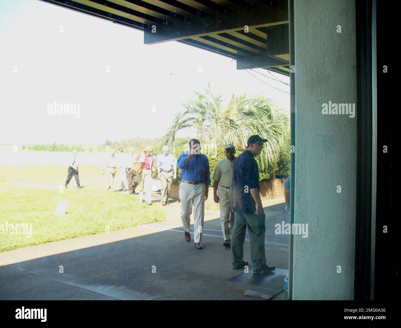 . Alabama Gov. Bob Riley walking outside at ATC Mobile. Hurricane ...